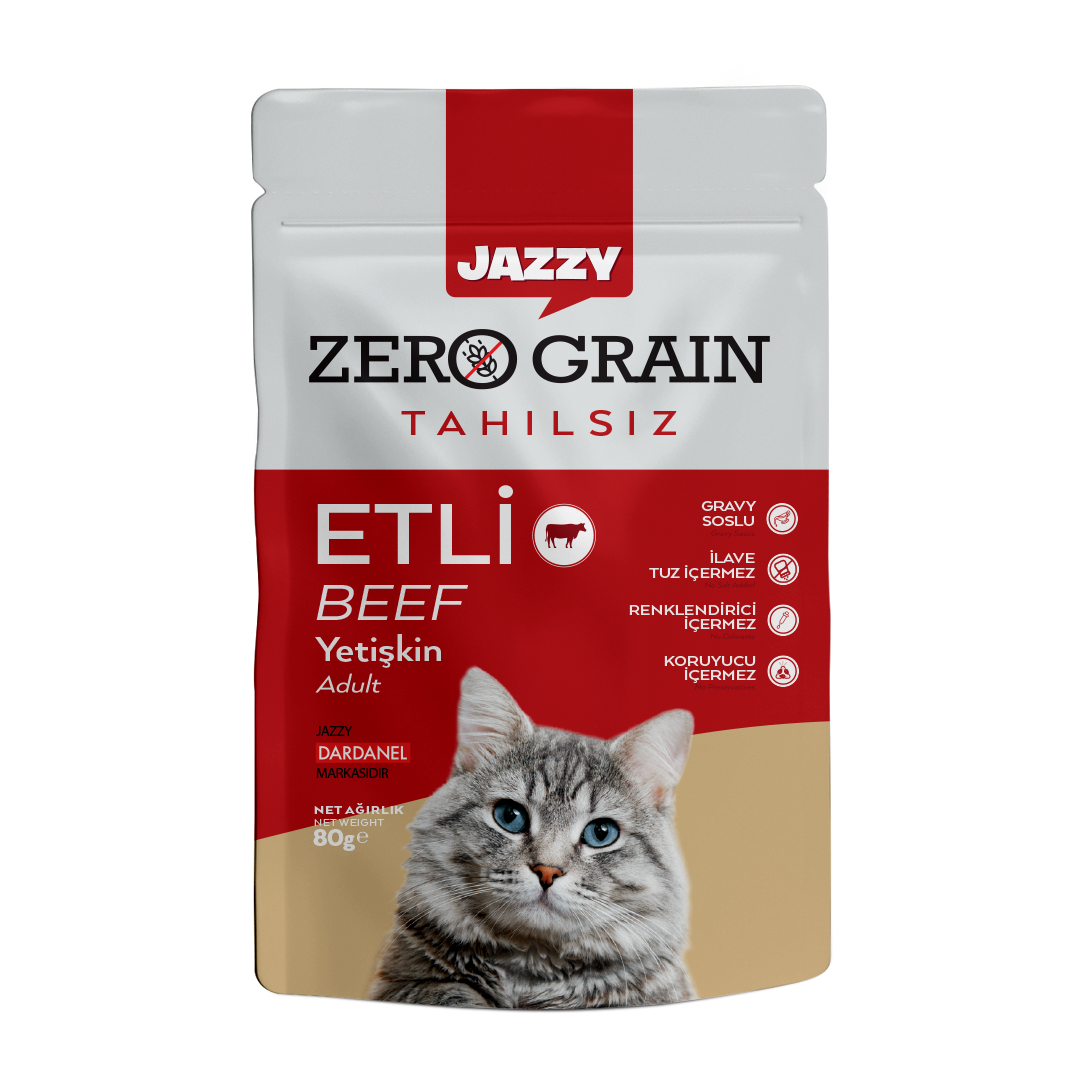 Jazzy | Jazzy Zero Grain Etli Yetişkin Kedi Yaş Maması